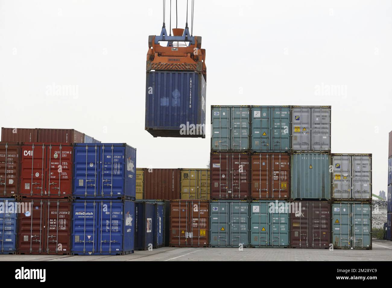 the container terminal pictured during the arrival of the first ship ...