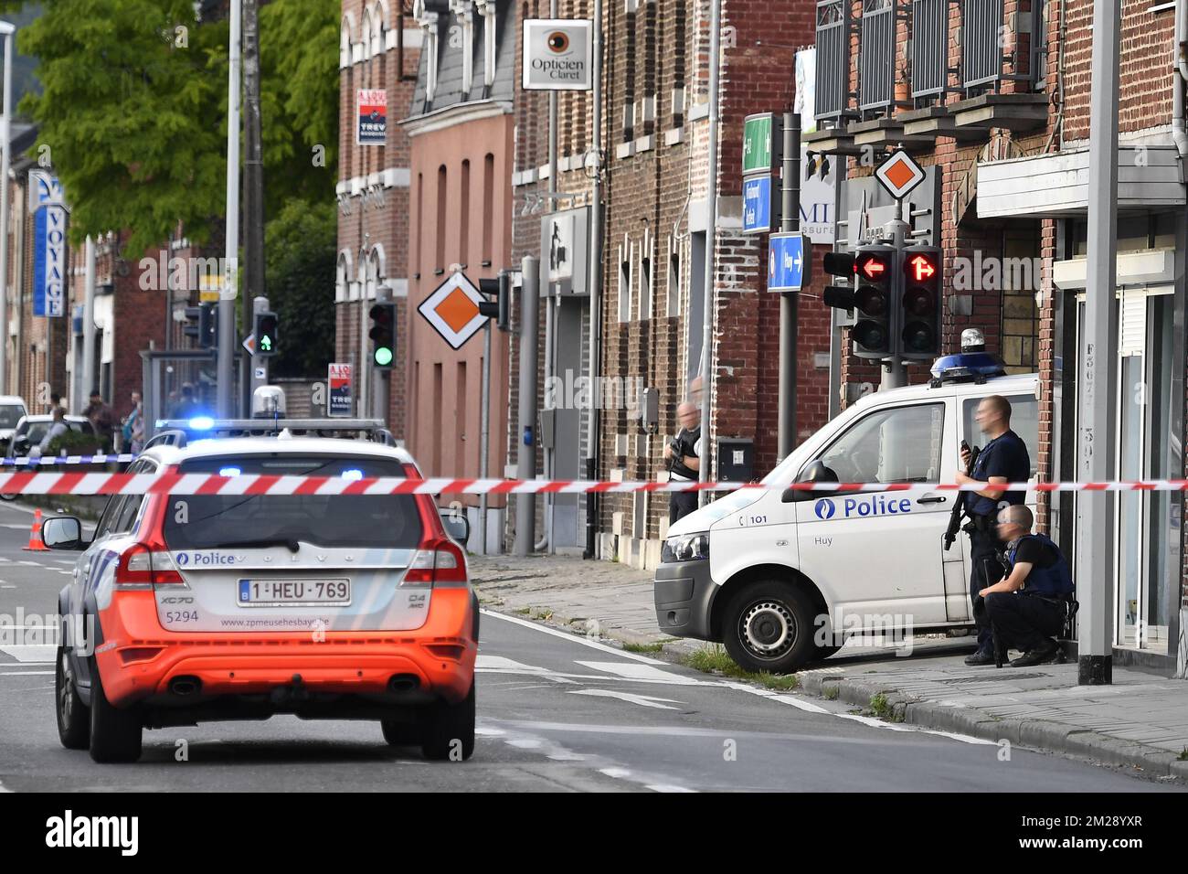 Police pictured on the scene of a hostage situation in Wanze, Wednesday ...
