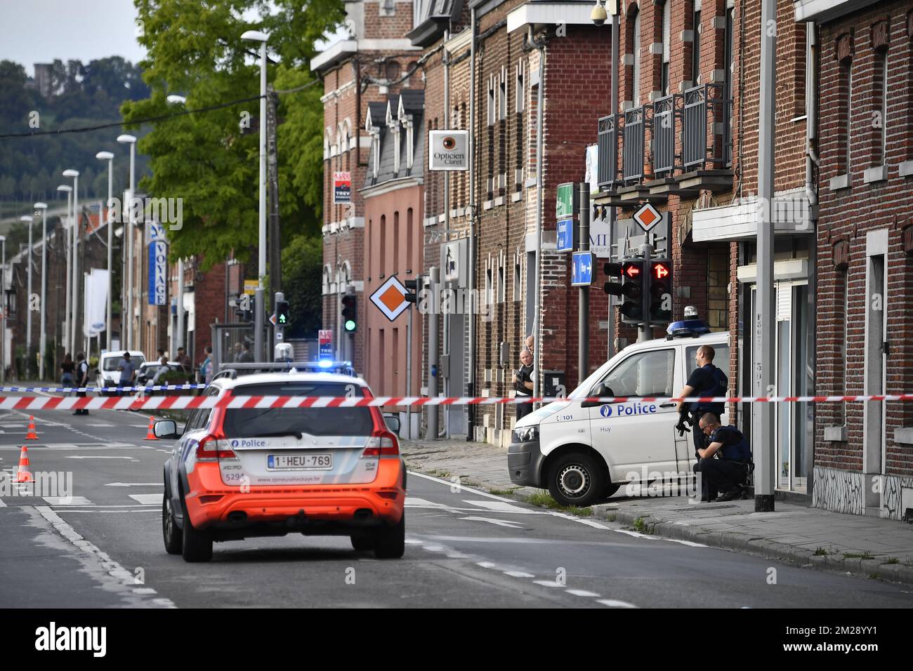 Police pictured on the scene of a hostage situation in Wanze, Wednesday ...