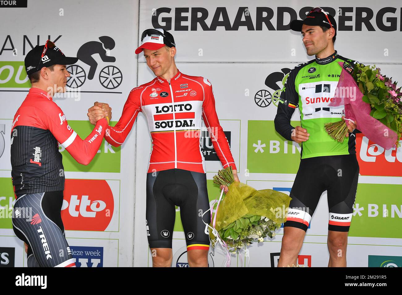 Belgian Jasper Stuyven of Trek-Segafredo, Belgian Tim Wellens of Lotto ...