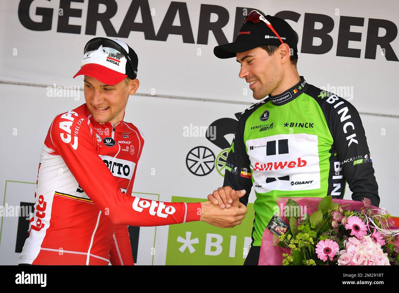 Belgian Tim Wellens of Lotto Soudal and Dutch Tom Dumoulin of Team ...