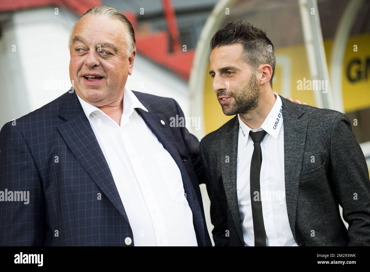 Mechelen's chairman Johan Timmermans and Mechelen's head coach Yannick ...