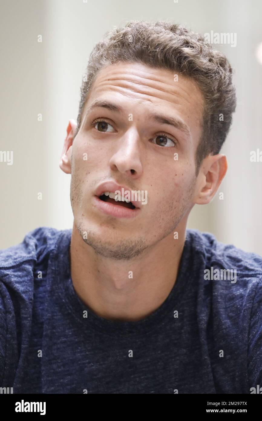 Belgian Dylan Borlee pictured during a press conference regarding the ...