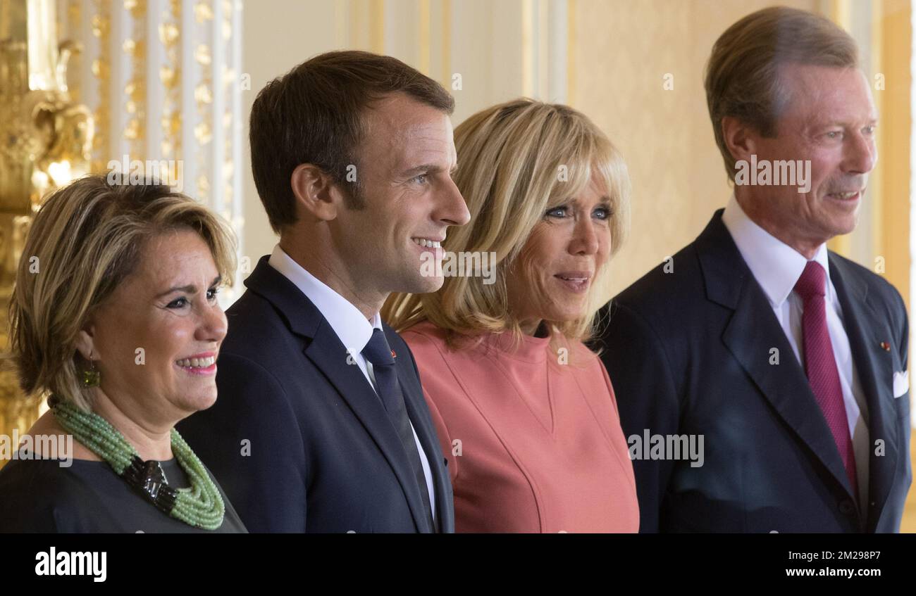 Grand Duchess Maria Teresa of Luxembourg, President of France Emmanuel ...