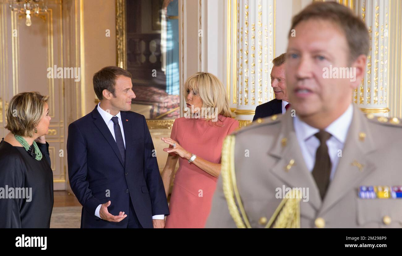 Grand Duchess Maria Teresa of Luxembourg, President of France Emmanuel ...