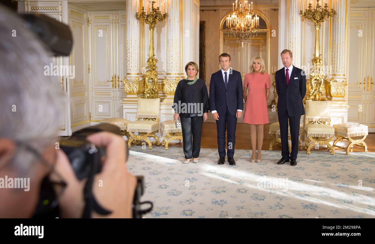 Grand Duchess Maria Teresa of Luxembourg, President of France Emmanuel ...