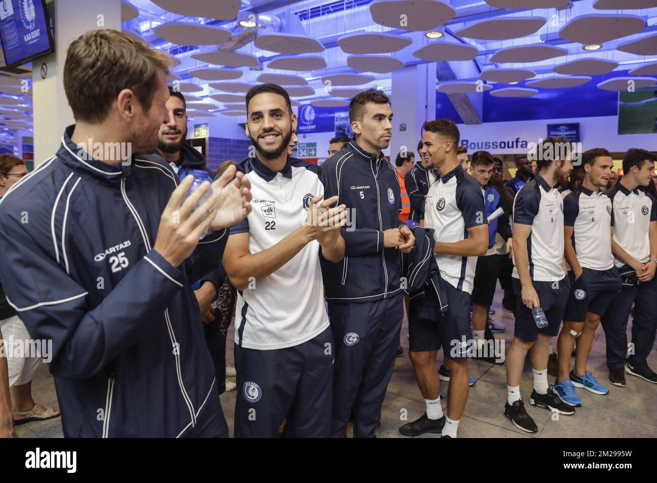 Gent's players pictured during the fan day of first division soccer ...