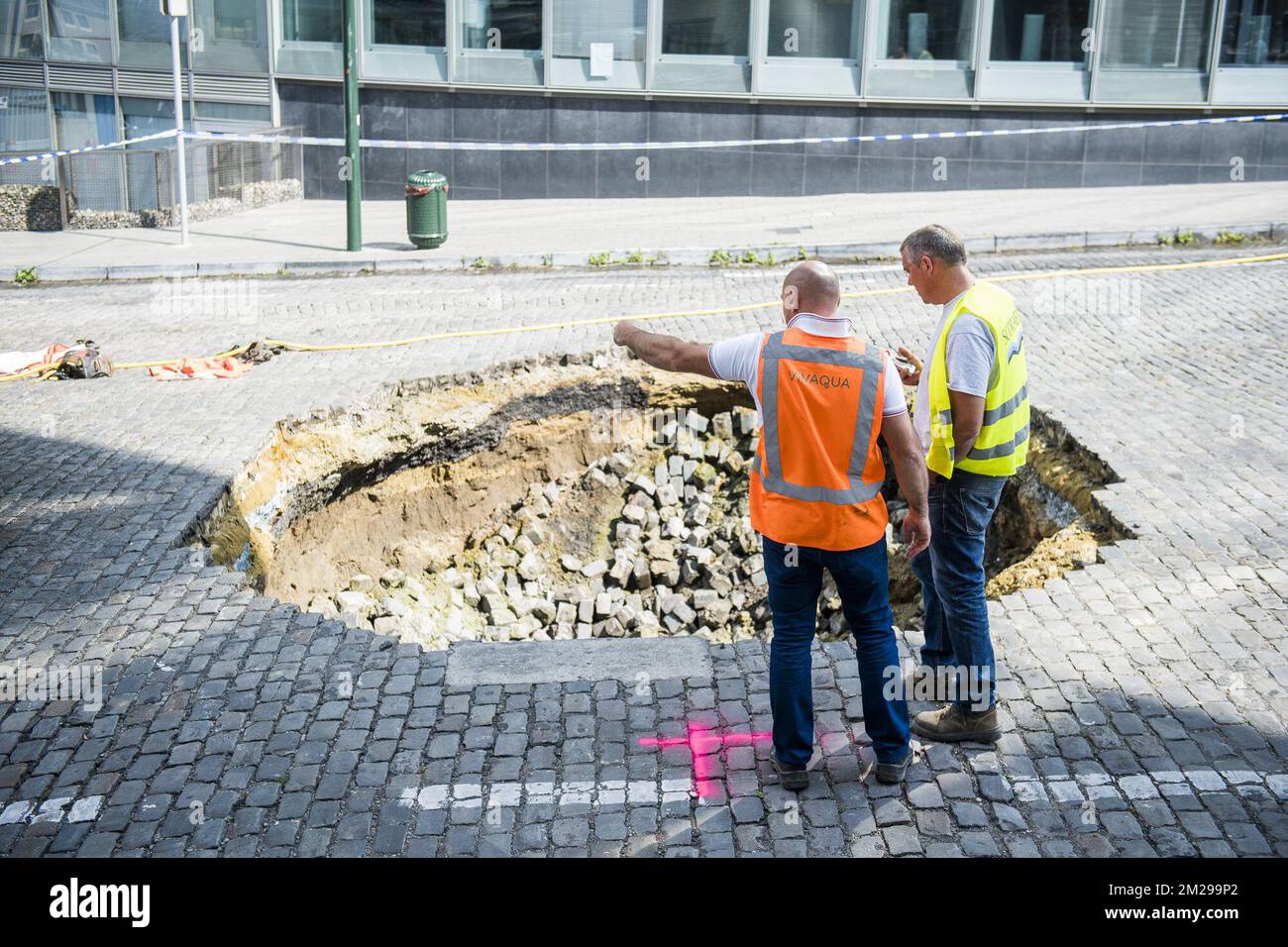 Illustration picture shows a collapse of the ground near Brussels ...