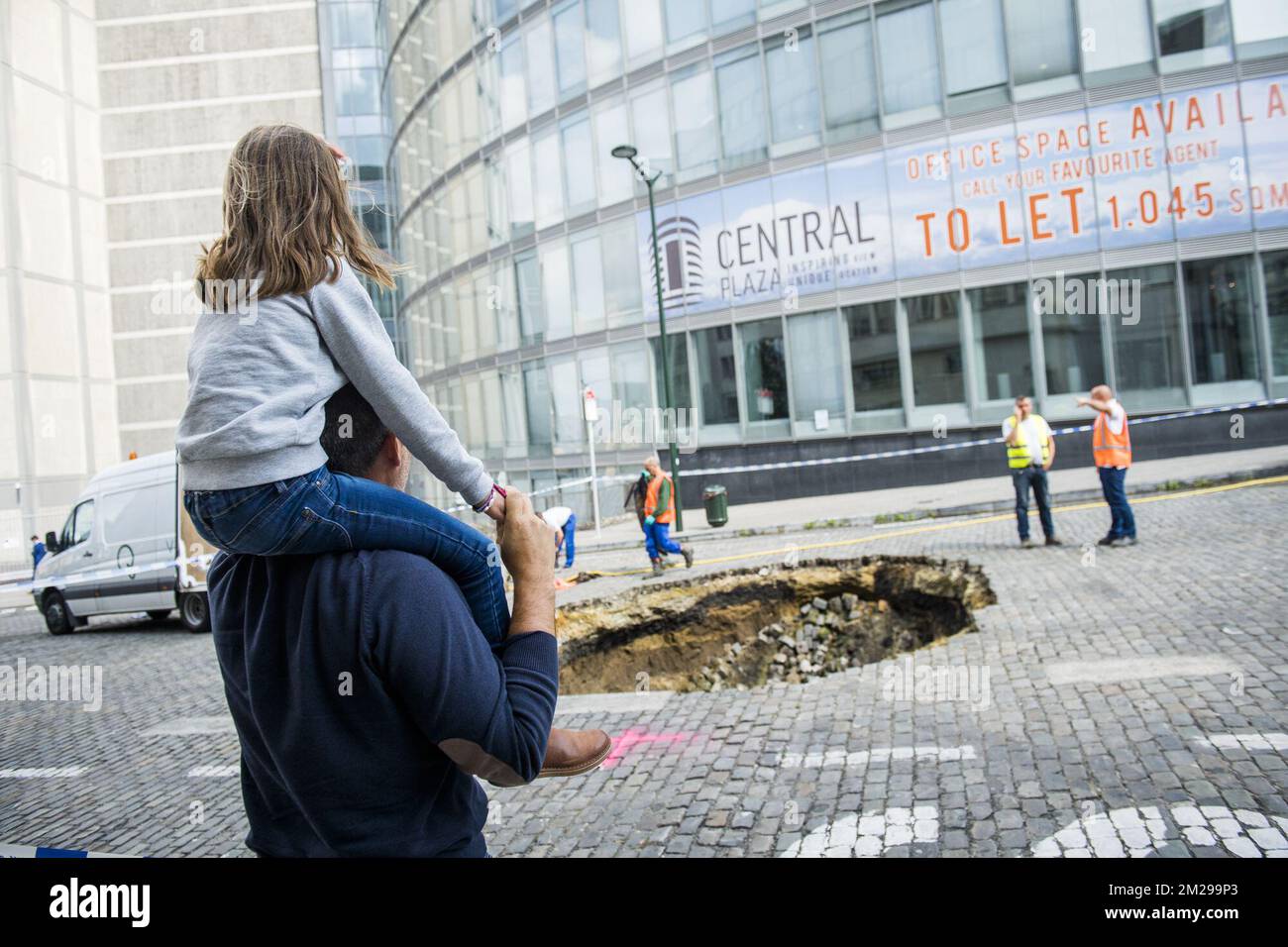 Illustration picture shows a collapse of the ground near Brussels ...
