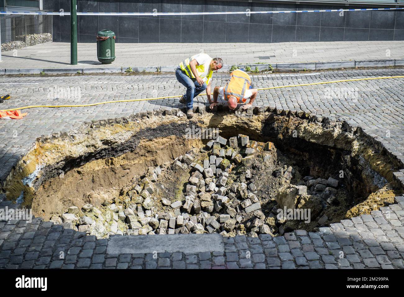 Illustration picture shows a collapse of the ground near Brussels ...