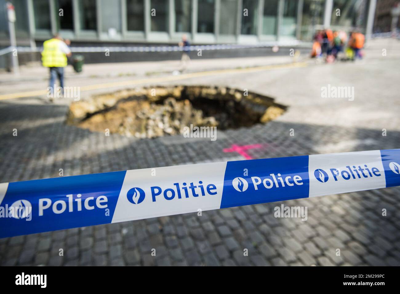 Illustration picture shows a collapse of the ground near Brussels ...