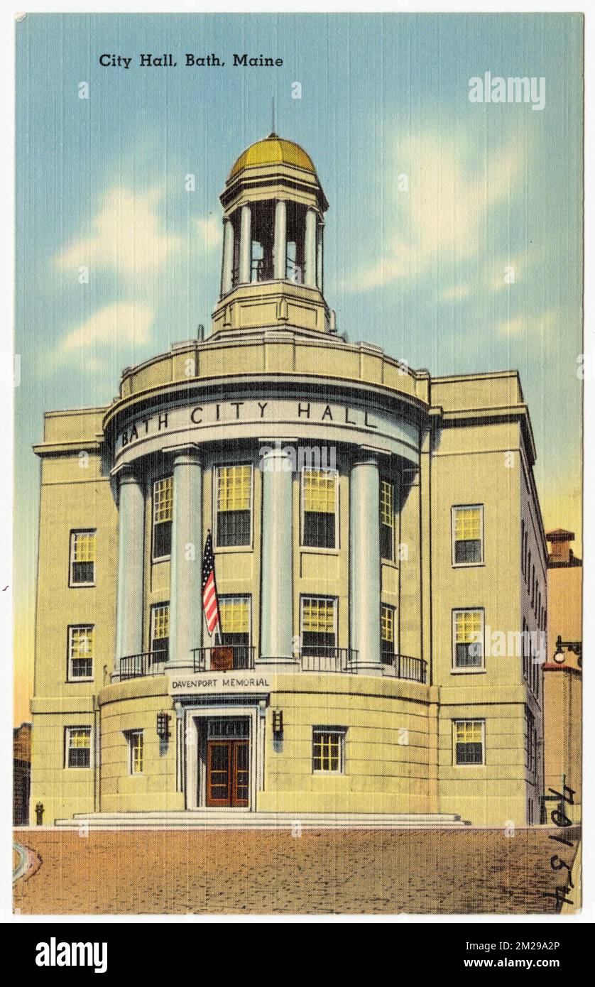 City Hall, Bath, Maine , City & town halls, Tichnor Brothers Collection ...