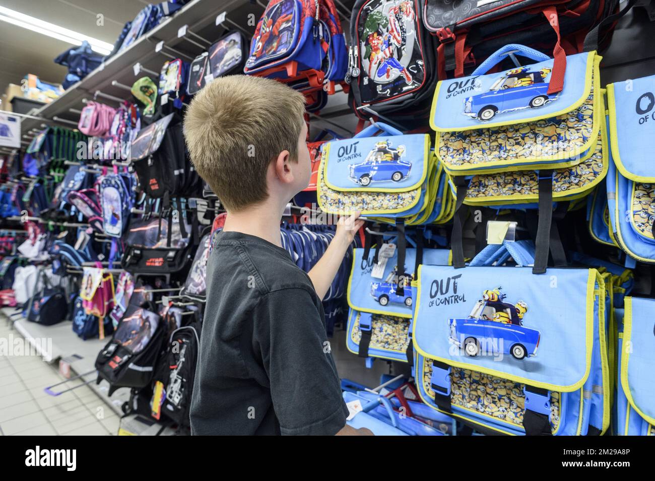 The back-to-school supply are stored on the shelves in the shops to ...