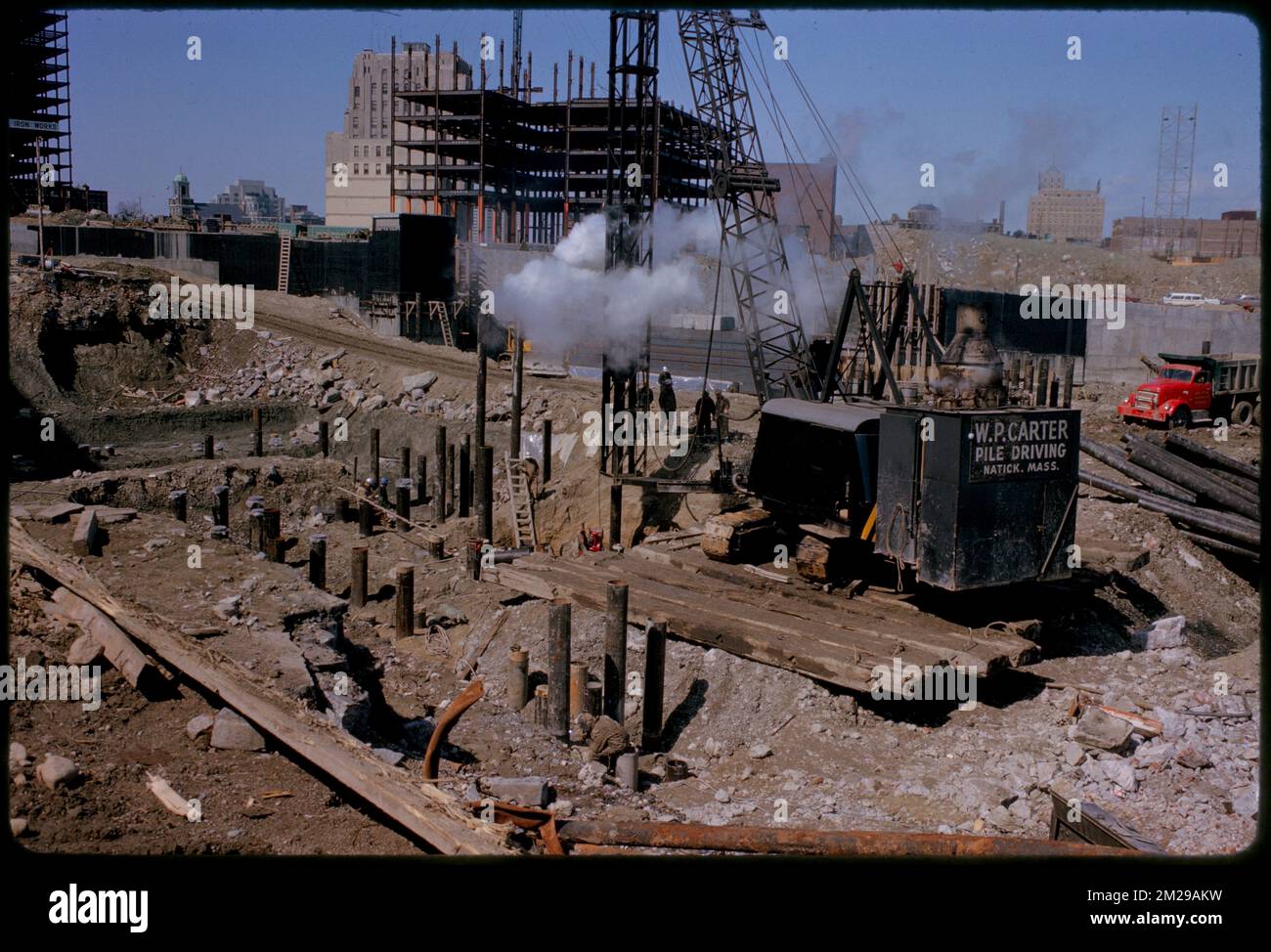 City Hall construction site, Boston , Construction workers ...