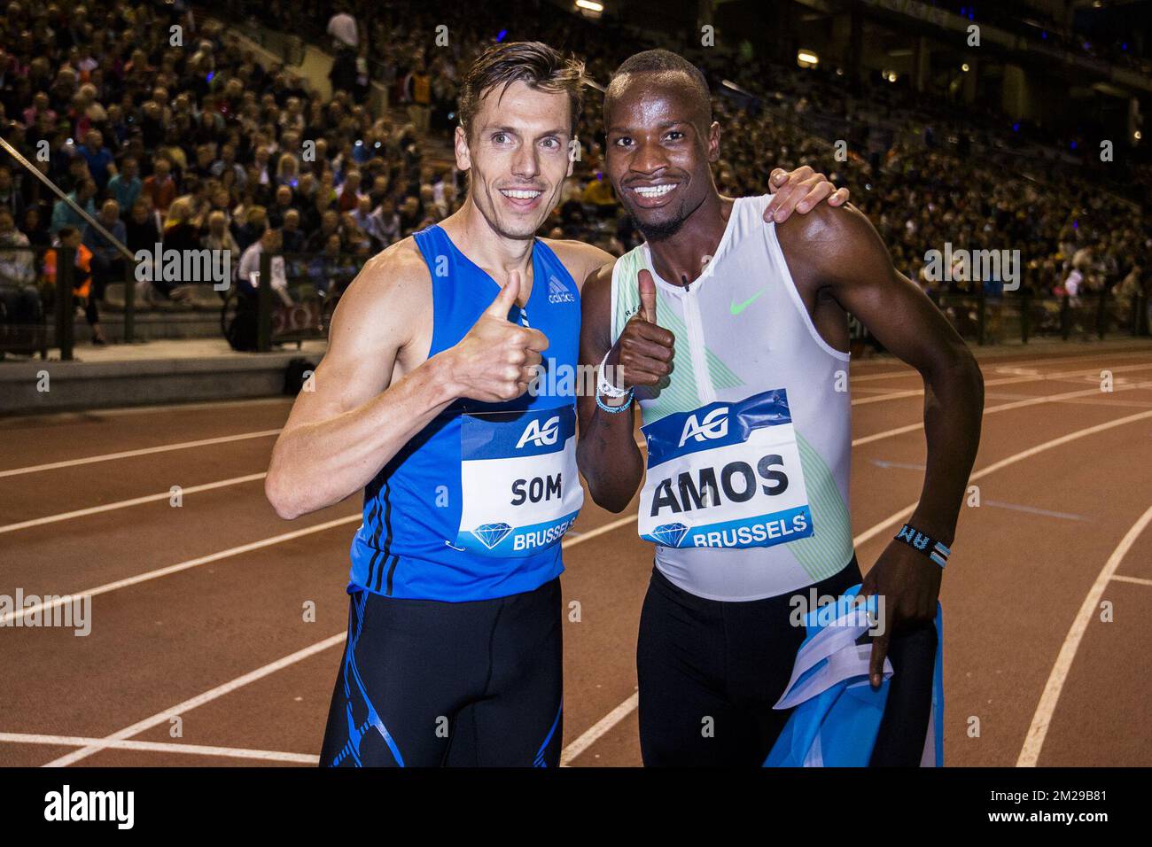 Dutch Bram Som and Nijel Amos pictured at the men's 800m race during ...