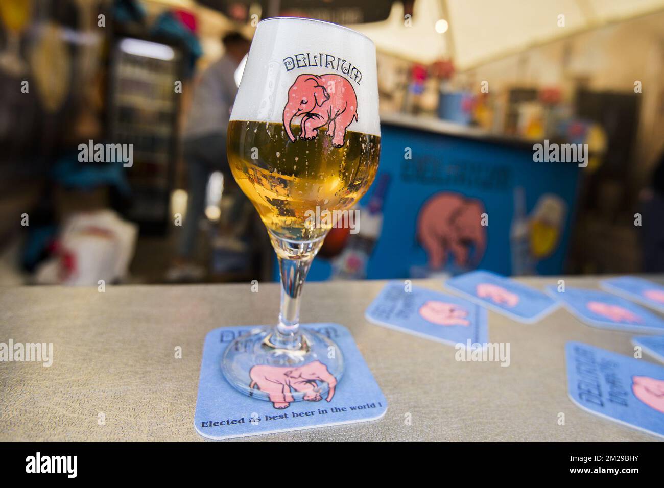 Illustration picture shows a Delirium beer at the 19th edition of the ...