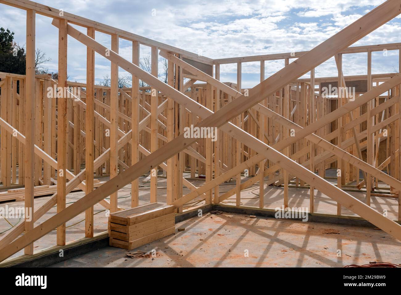 During construction of new house wood framing beams are used in order ...
