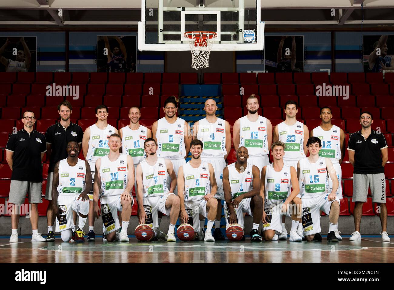 (upper row L-R), Aalstar's head coach Jean-Marc Jaumin , Aalstar's ...