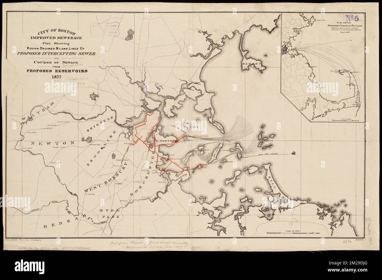City of Boston improved sewerage : plan showing region drained by, and ...