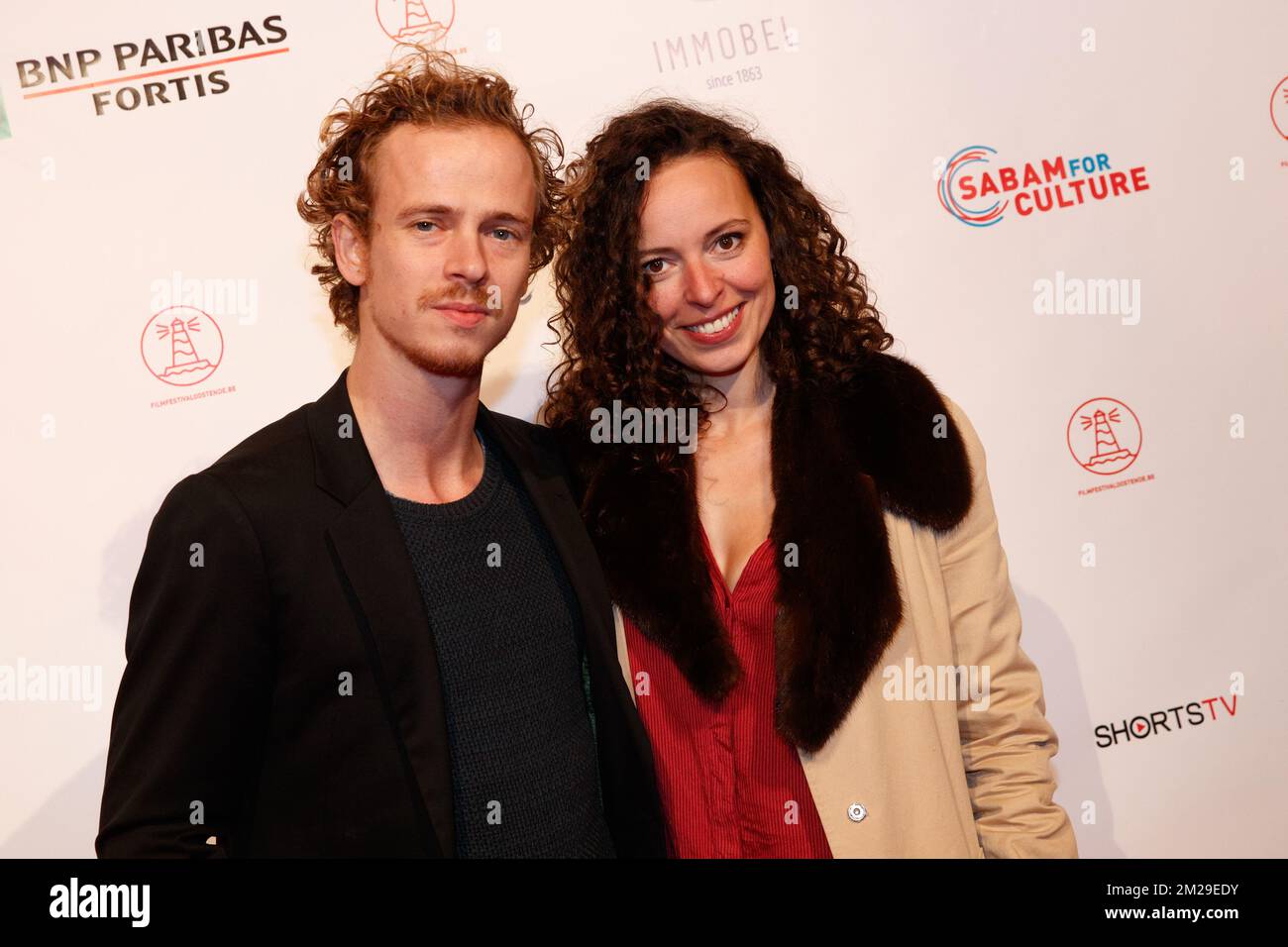 Actor Stef Aerts and actress Marie Vinck pictured at the red carpet ...