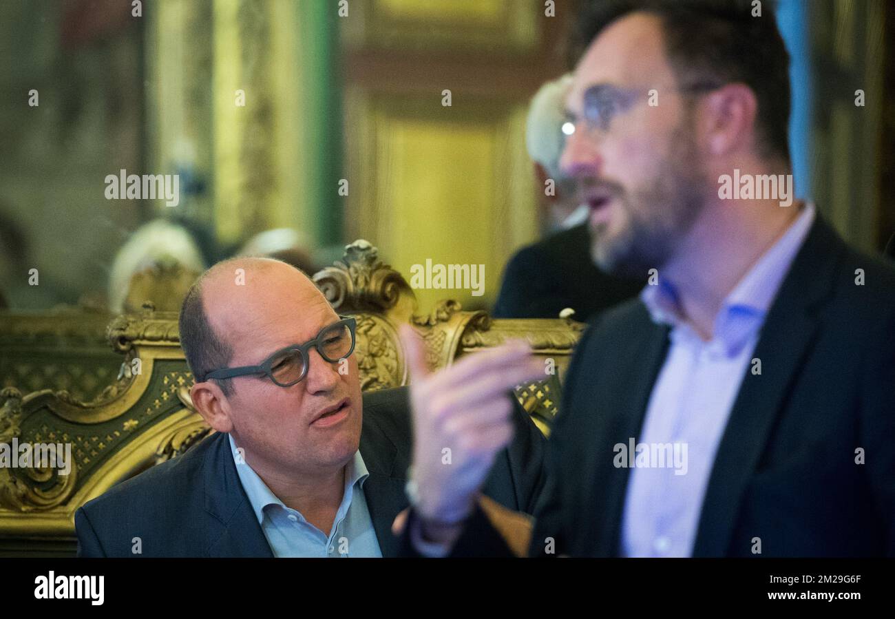 Brussels City mayor Philippe Close and Brussels region Minister of ...