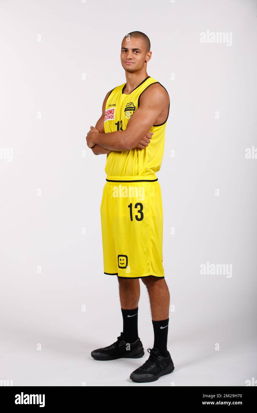 BC Oostende's Jean Salumu poses for the photographer at the photoshoot ...