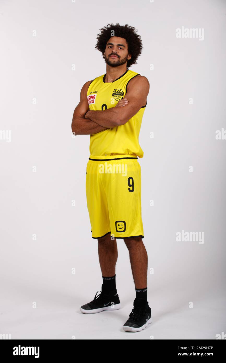 BC Oostende's Jean-Marc Mwema poses for the photographer at the ...