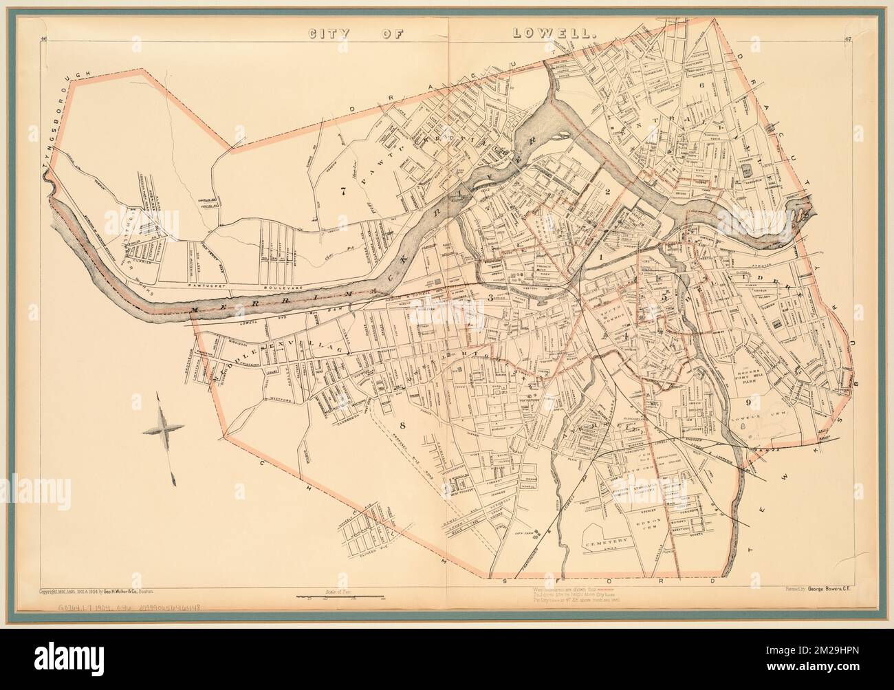 Map of lowell hi-res stock photography and images - Alamy
