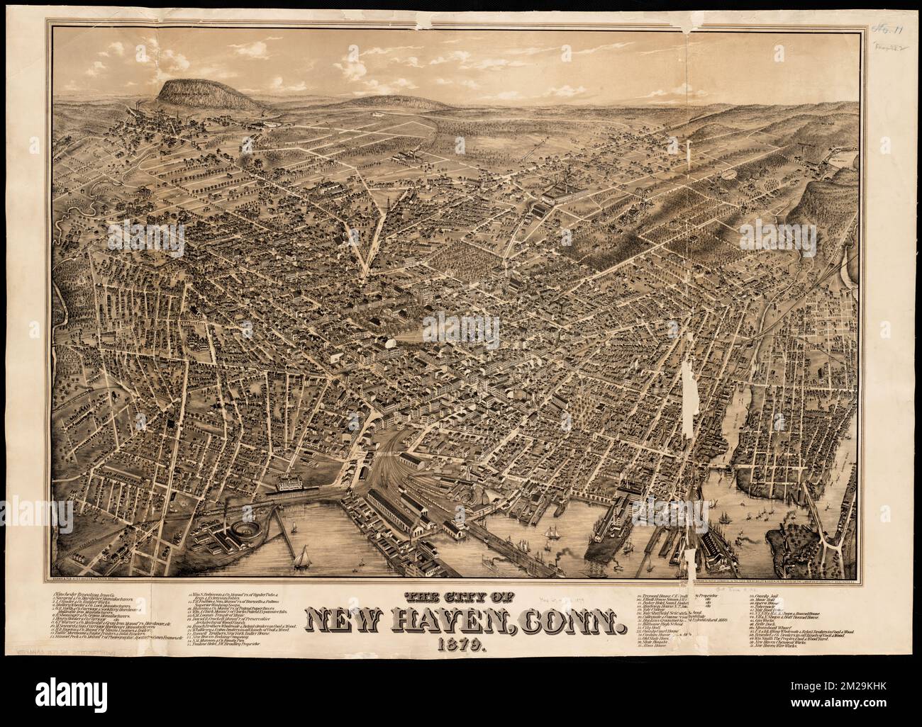 The city of New Haven, Conn : 1879 , New Haven Conn., Aerial views ...