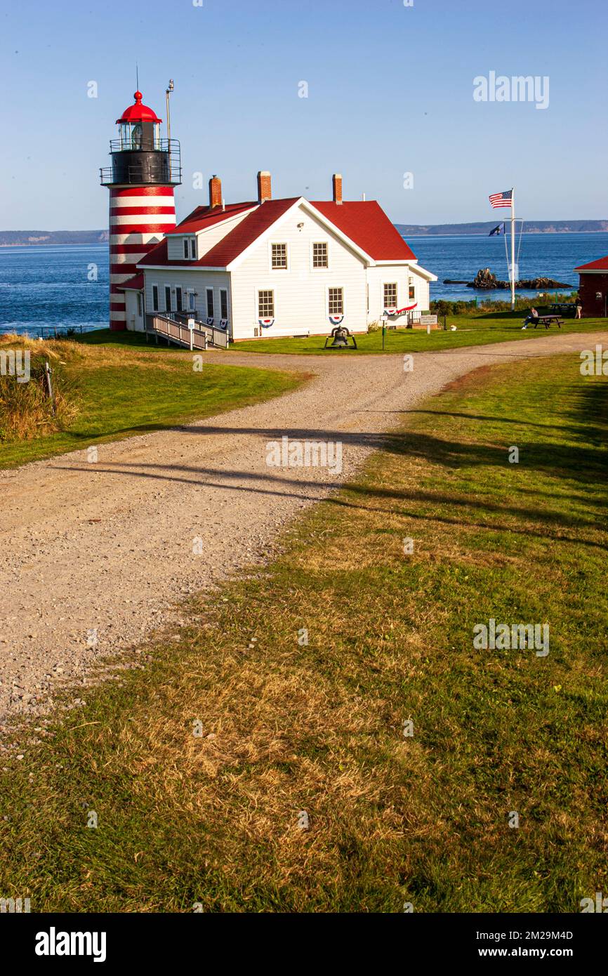 The West Quoddy Head Lighthouse, Lubec, Maine Stock Photo - Alamy