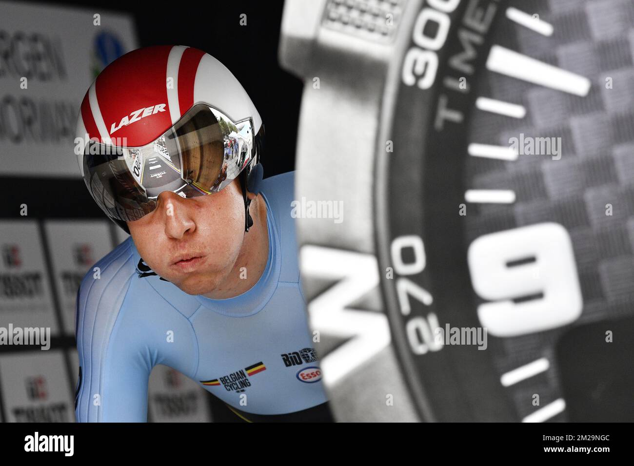 Belgian Ilan Van Wilder pictured at the start of the men Junior ...