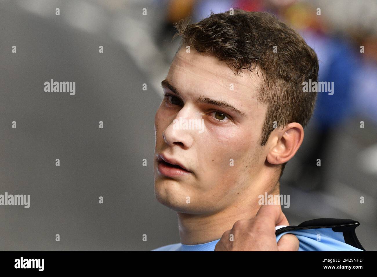 Belgian Sebastien Grignard pictured after the arrival of the men Junior ...