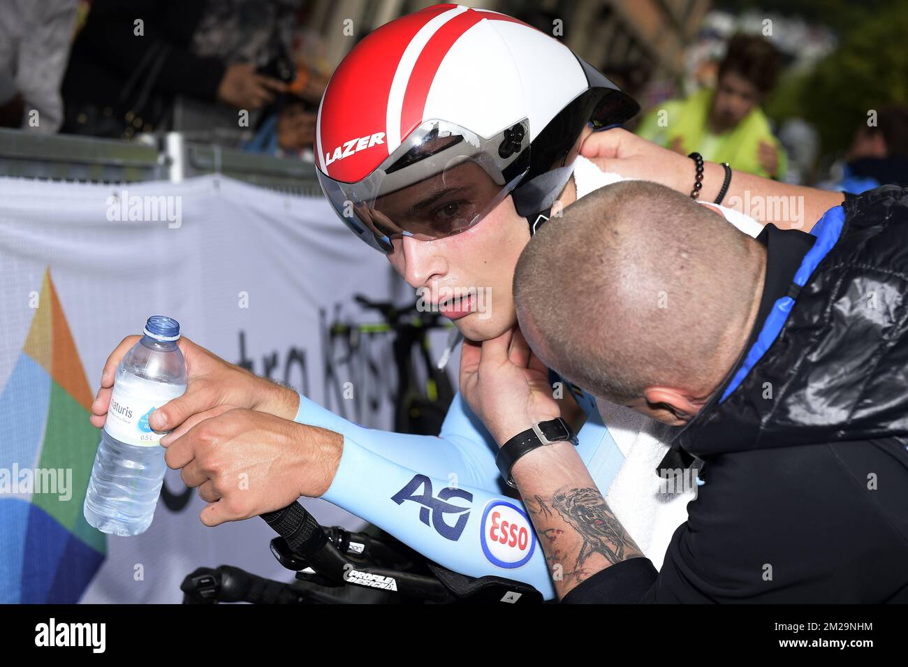 Belgian Sebastien Grignard pictured after the arrival of the men Junior ...