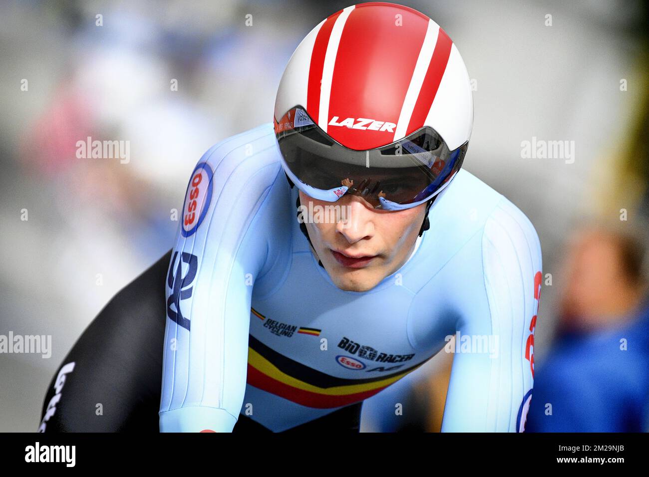 Belgian Sebastien Grignard pictured after the arrival of the men Junior ...