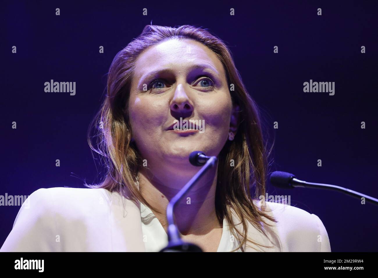 Open Vld chairwoman Gwendolyn Rutten delivers a speech at the ...