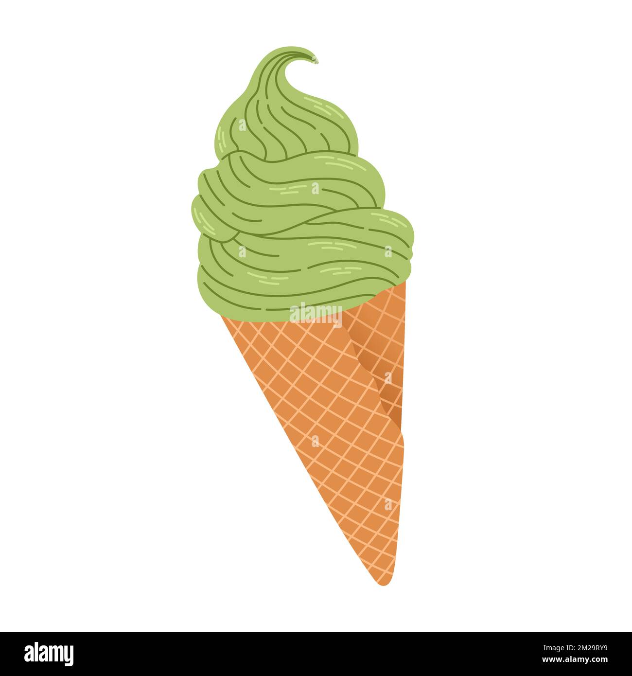 Matcha ice cream icon isolated vector for stickers, postcards, notebook ...