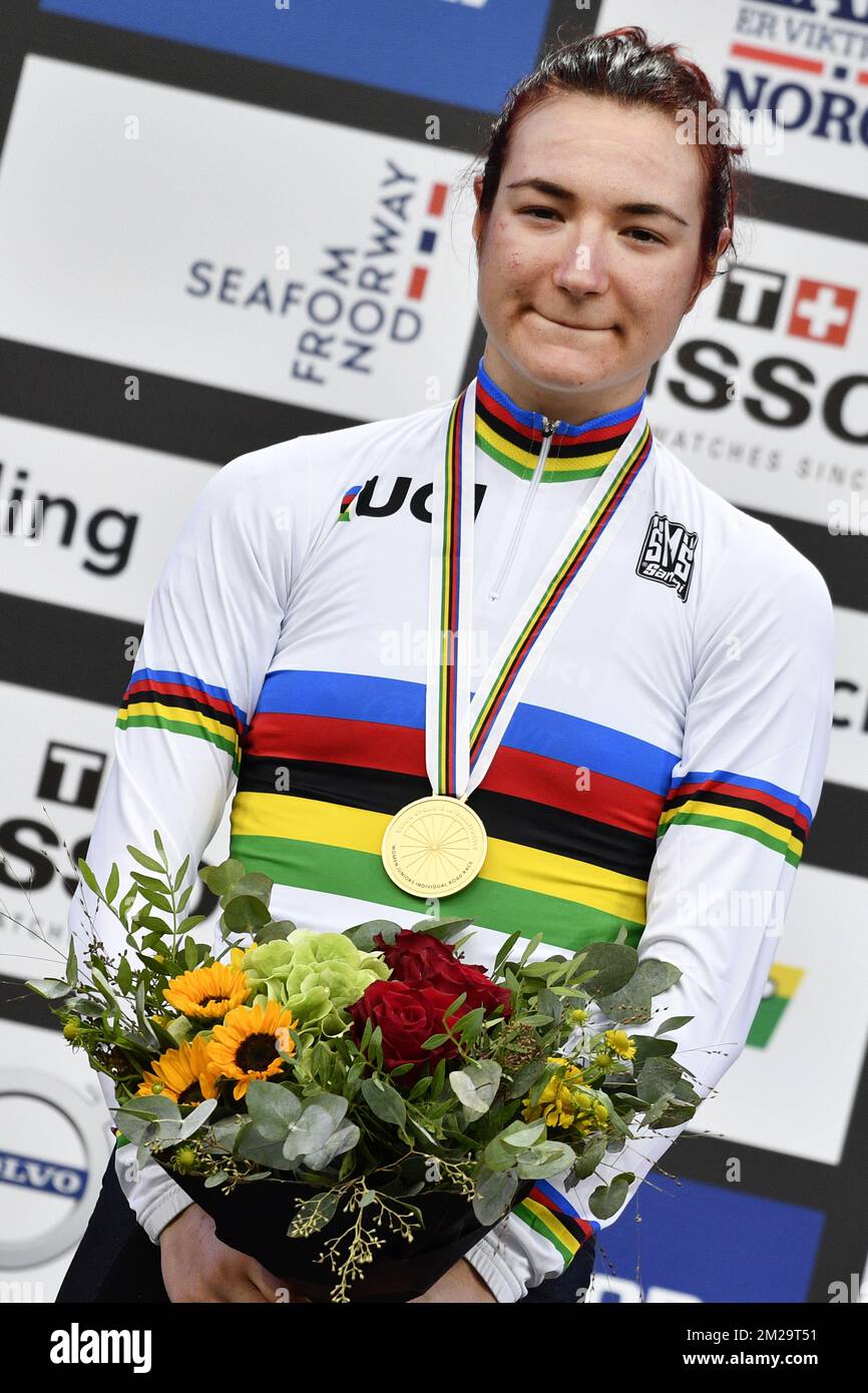 Italian Elena Pirrone pictured on the podium after the Women Junior ...