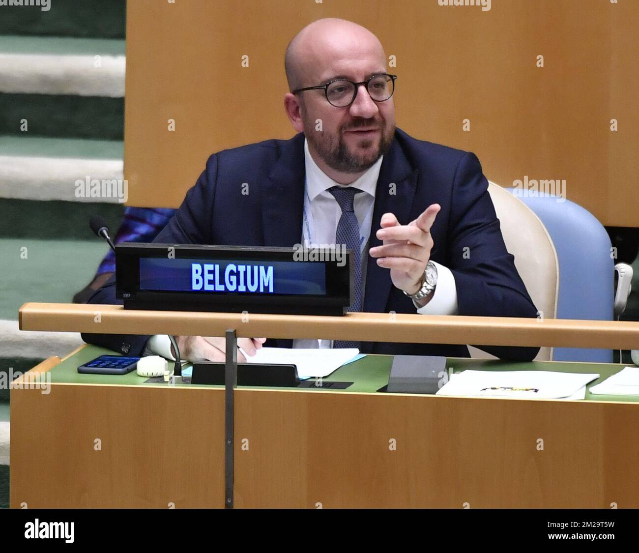Belgian Prime Minister Charles Michel pictured at a meeting the 72th ...