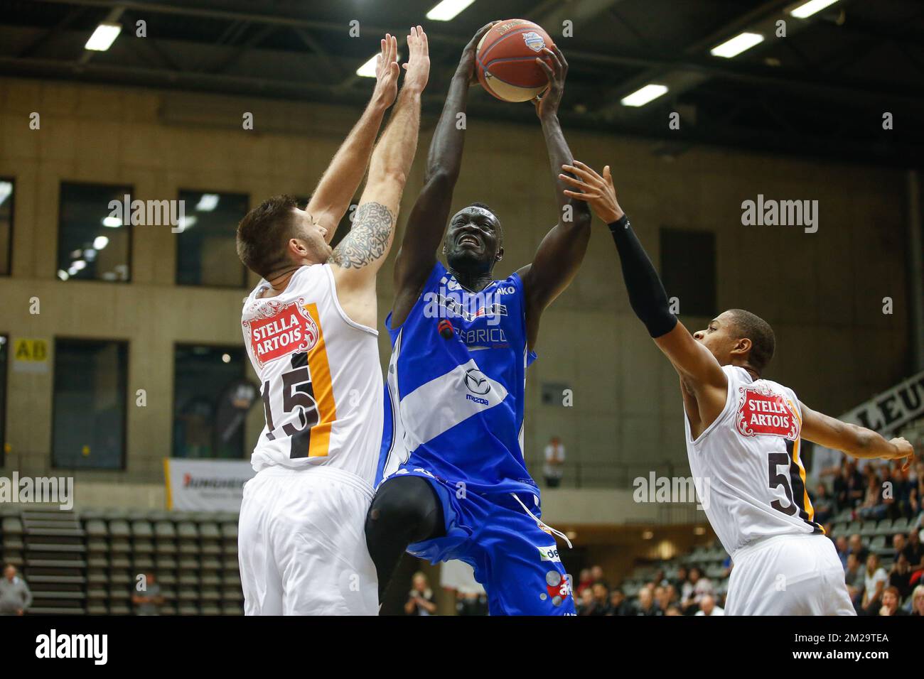 Leuven's Fahro Alihodzic, Willebroek's Pape Badji and Leuven's Rod ...