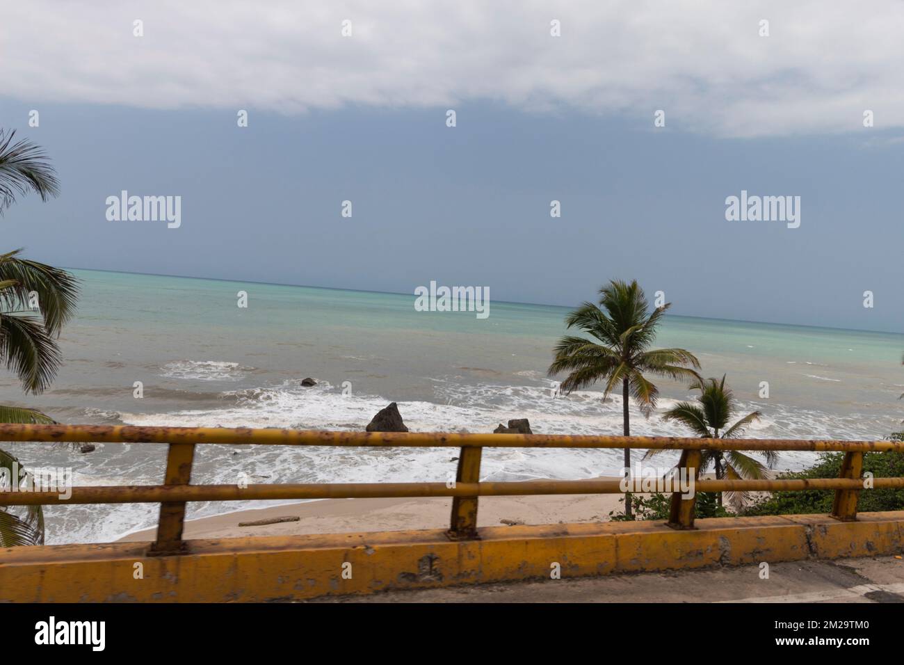 Beautiful Caribbean sea viewed from a bus in colombian sun route ...