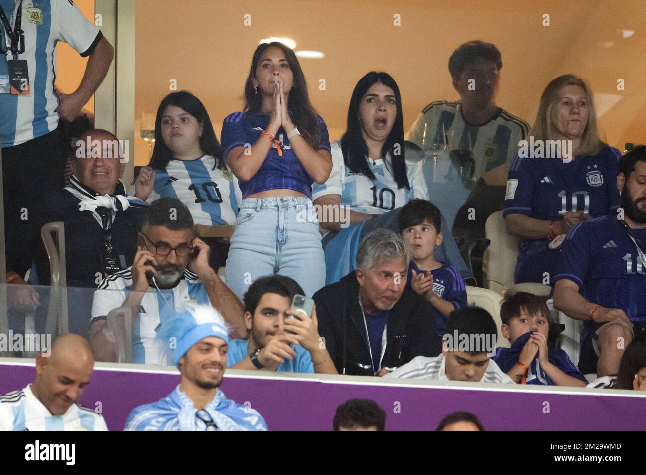 Antonela Roccuzzo, wife of Lionel Messi of Argentina and her his ...