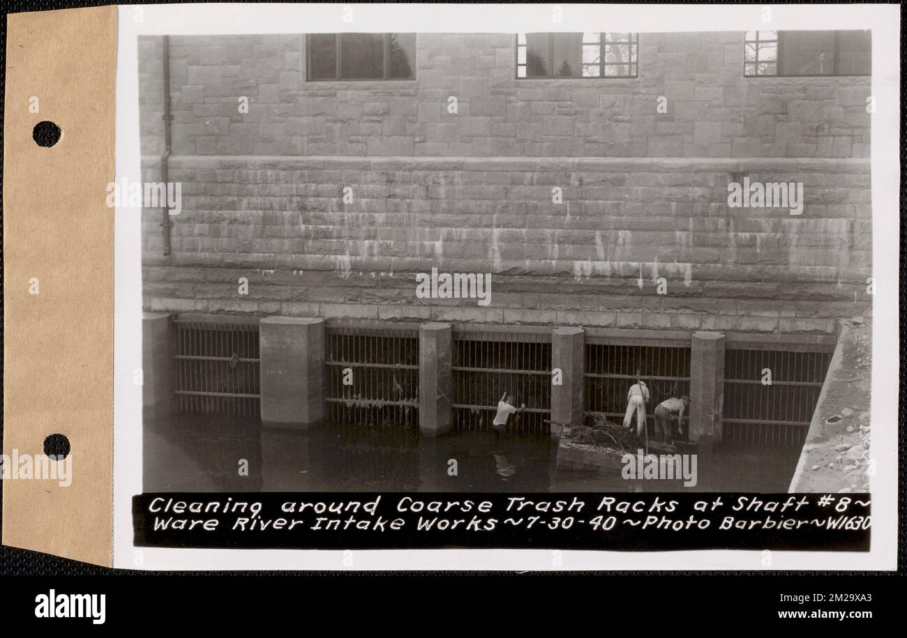 Cleaning around coarse trash racks at Shaft #8, Ware River Intake Works ...