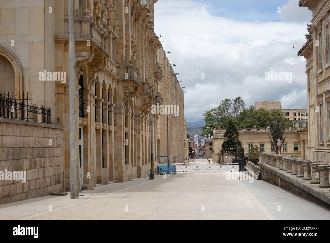 Downtown street in Bogot Colombia. Located in Bolivar Square just to a ...