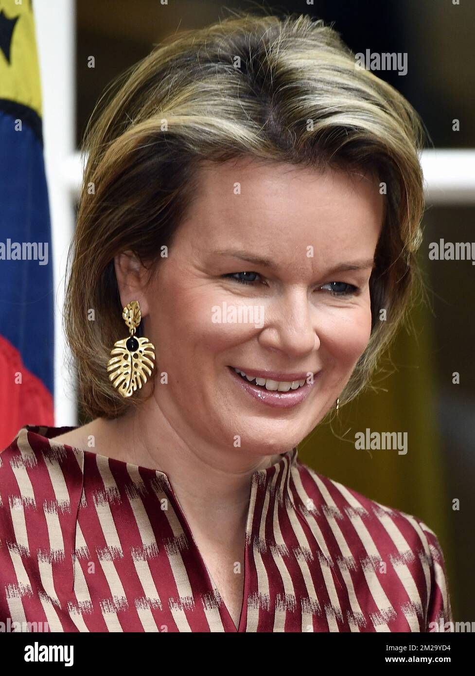 Queen Mathilde of Belgium pictured at the arrival at the Neumunster ...