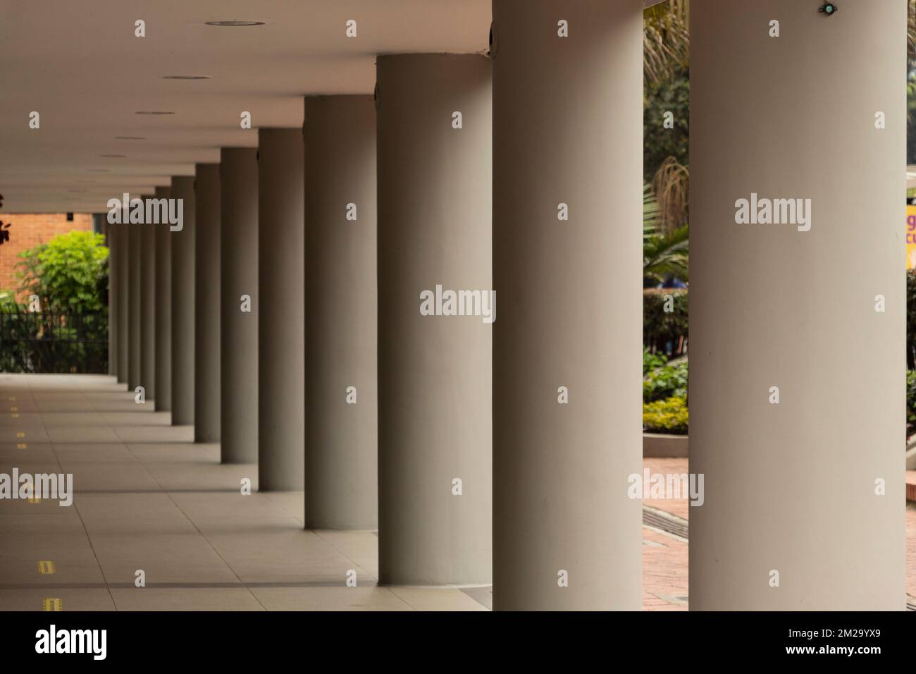 Grey columns of a building in geometric pattern with soft shadow ...