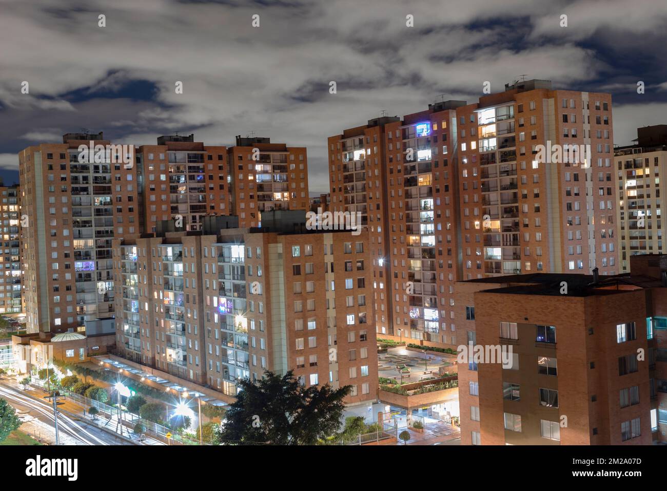 Residential units building at night in bogota city Stock Photo - Alamy