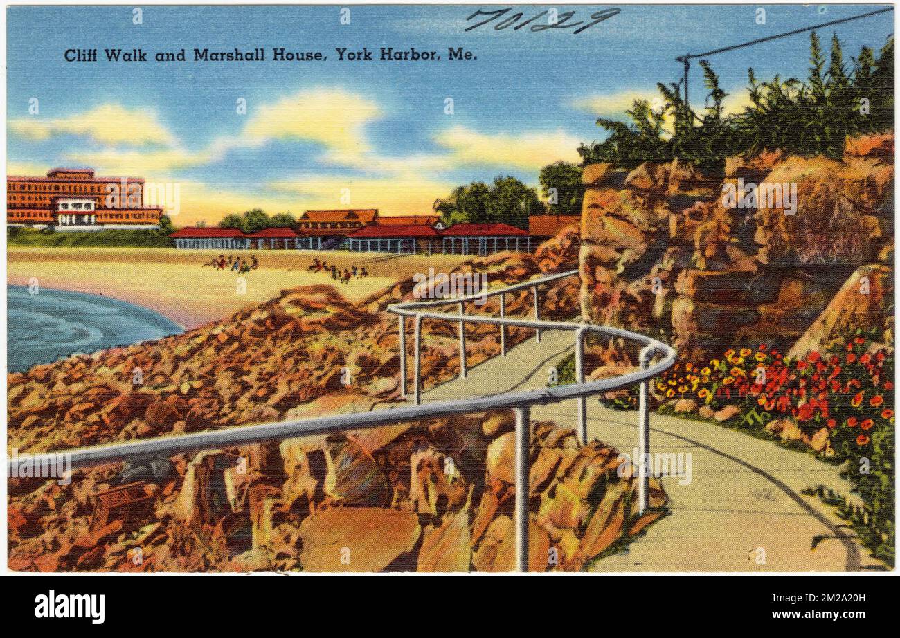 Cliff Walk and Marshall House, York Harbor, Me. , Beaches, Tichnor ...