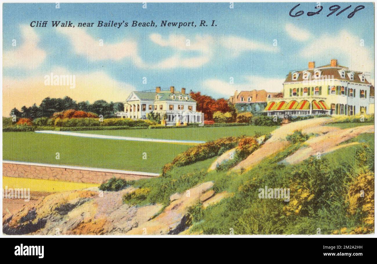 Cliff Walk, near Bailey's Beach, Newport, R.I. , Houses, Tichnor ...