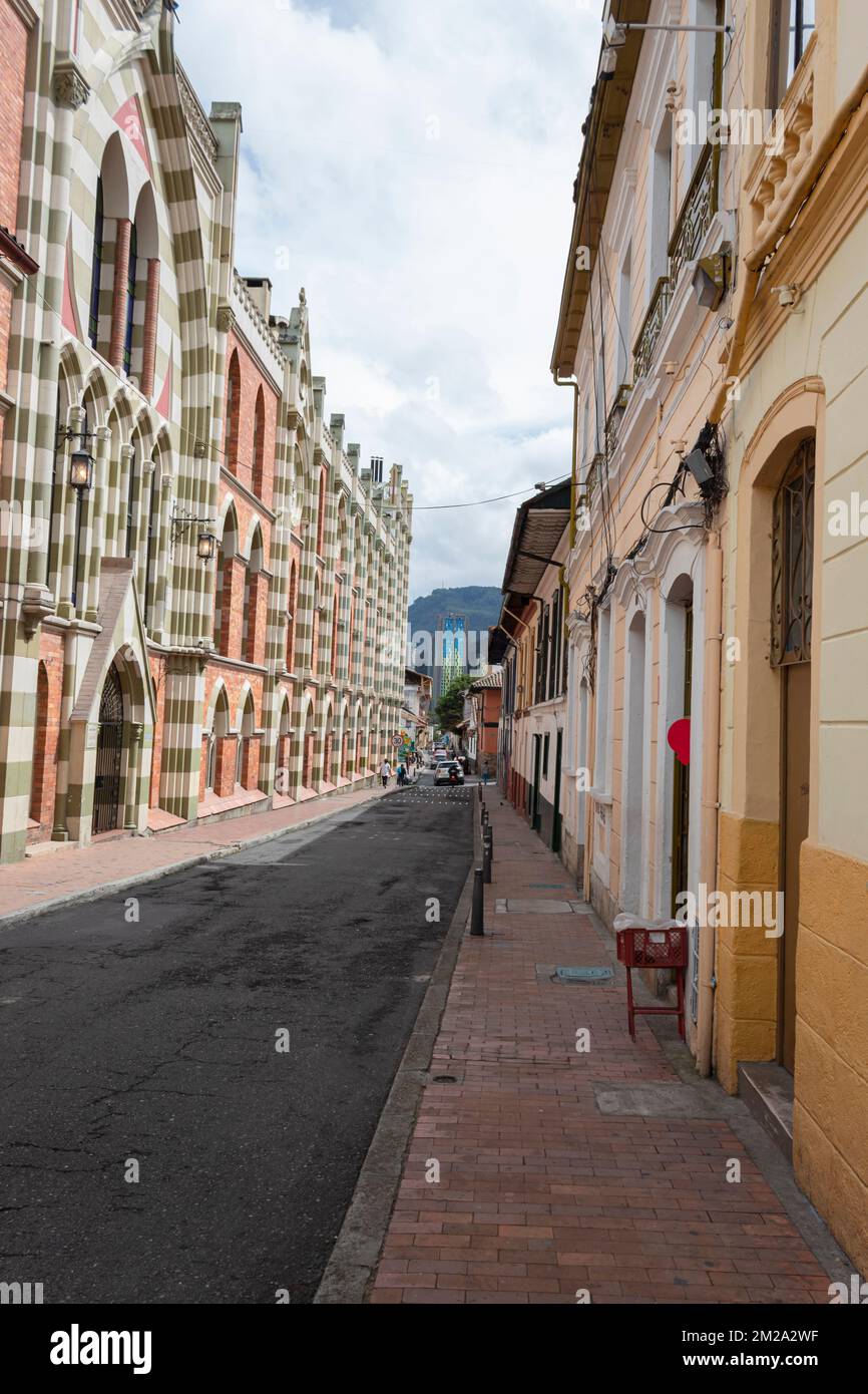 BOGOTA, COLOMBIA La Candelaria, a famous colonial neighborhood street ...
