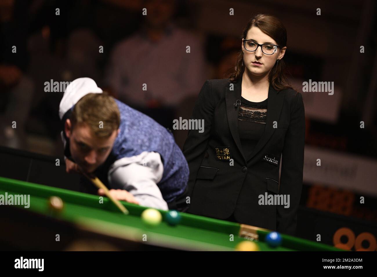 Polish snooker referee Monika Sulkowska pictured during a game between ...